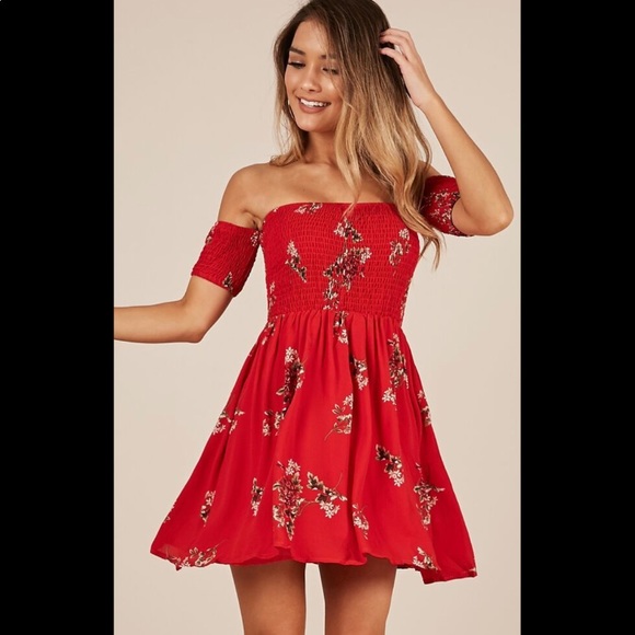 Showpo. | Dresses | Showpo Falling For You Red Multicolor Floral ...
